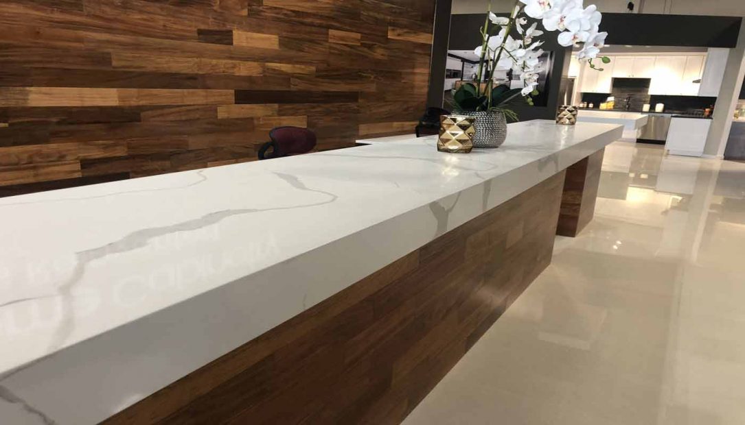 Q Quartz - Calacatta Classic with Miter Edge - Precision Stone Design